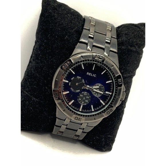Relic | Jewelry | Reliczr5533 Mens Stainless Steel Analog Blue Dial ...